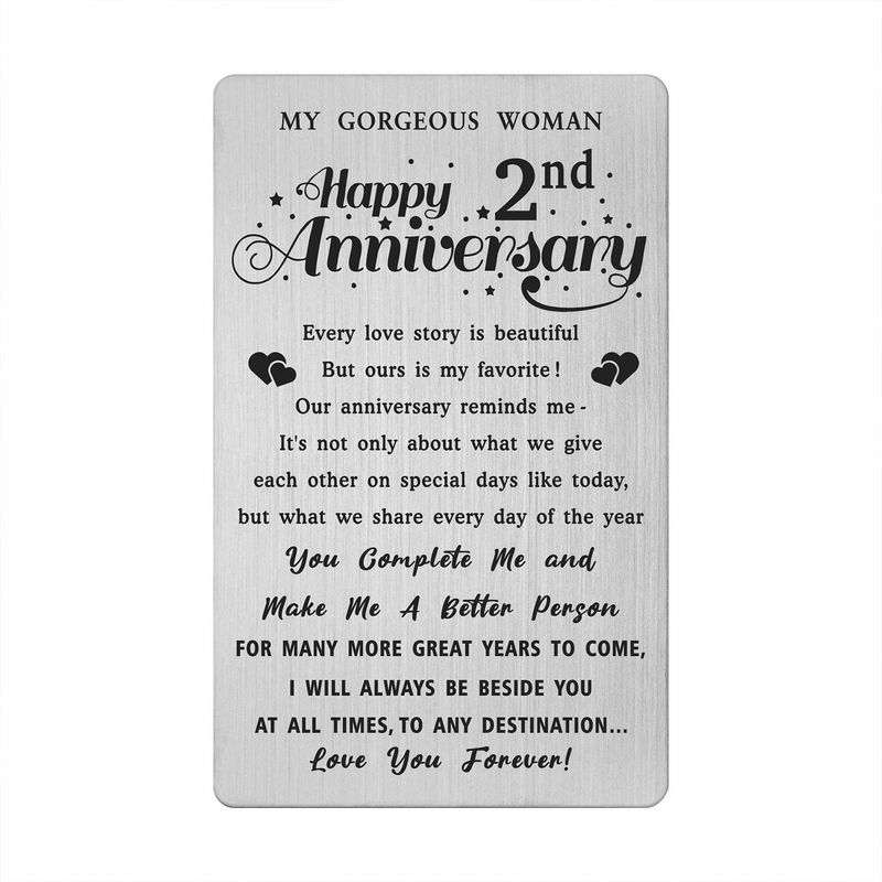 2nd Wedding Anniversary Card Gifts for Her Wife, Second Year ...