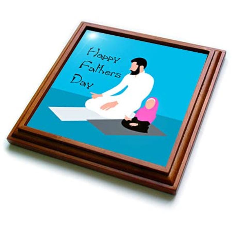 8x8 Trivet with 6x6 Ceramic Tile - Image of Muslim Dad and Child at ...