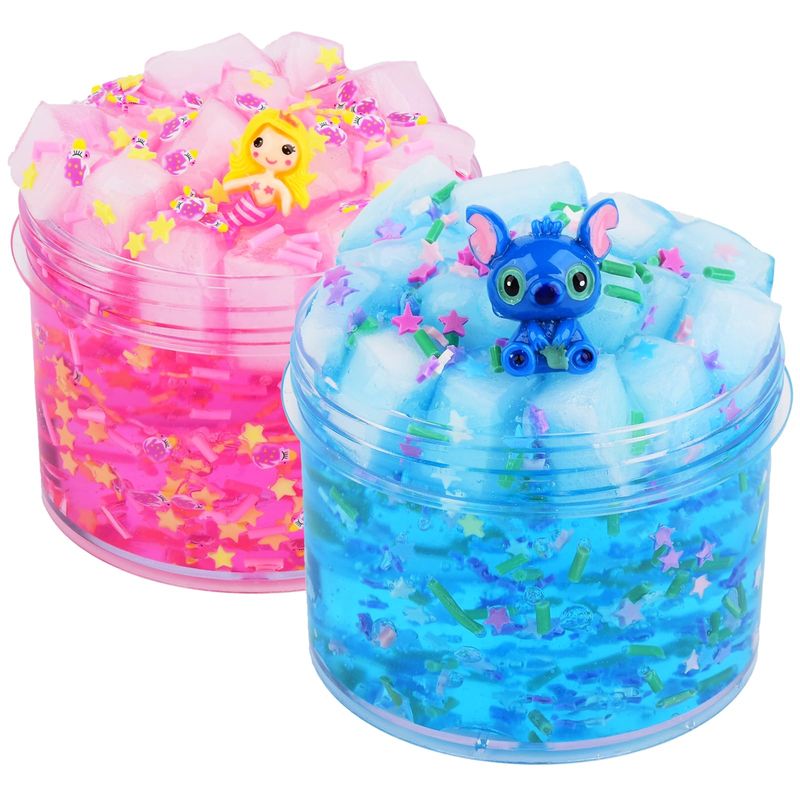 2 Pack Jelly Cube Crunchy Slime, Clear Slime for Girls Boys, Jelly Cube ...