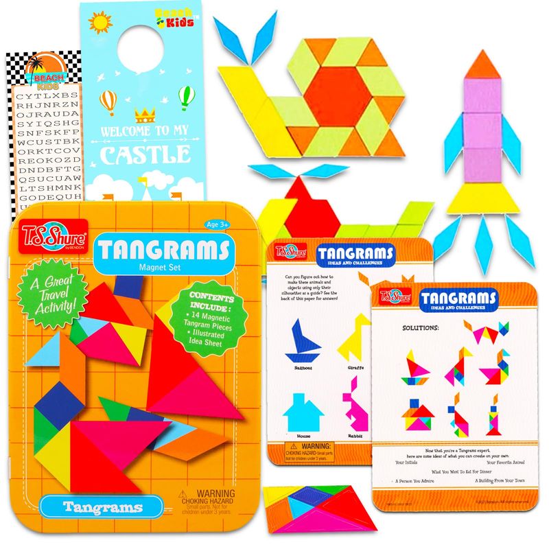 14 Pc Magnetic Tangram Puzzle Set - 360 Different Pattern Block ...