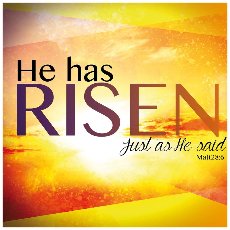 Religious Easter Cards - He has Risen, pack of 5 cards with white envelopes, with Bible verse ...