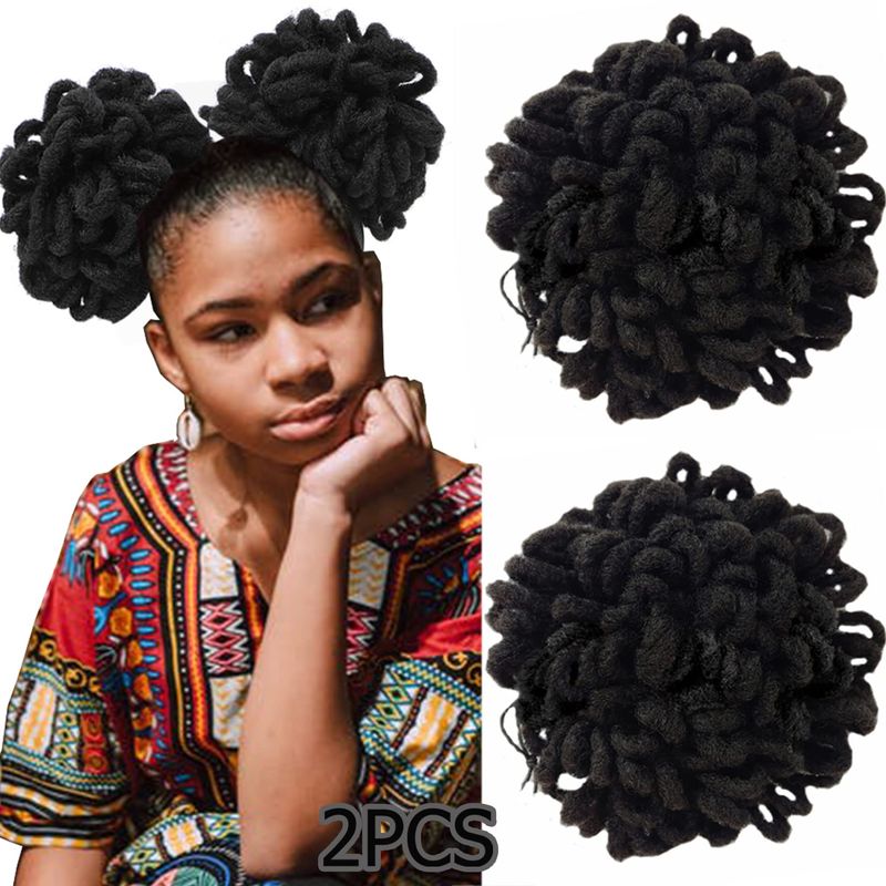 Abellee 2Pcs Loc Buns For Black Women 8Inch Loc Petal Bun Afro High ...