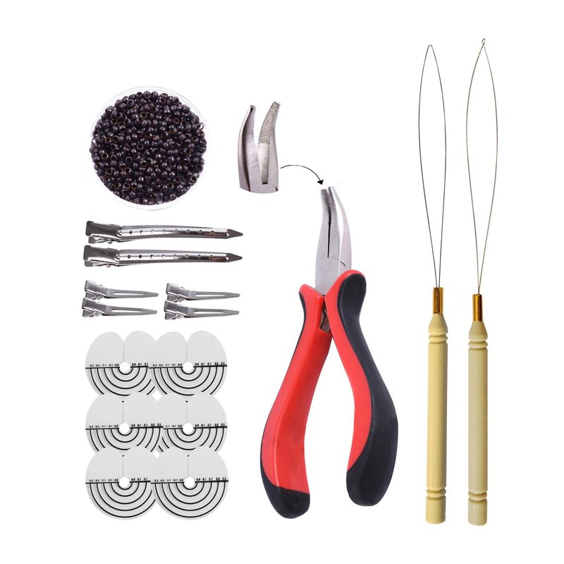 Micro Ring Extensions Set: Micro Ring Pliers, Hair Extension Loop and ...