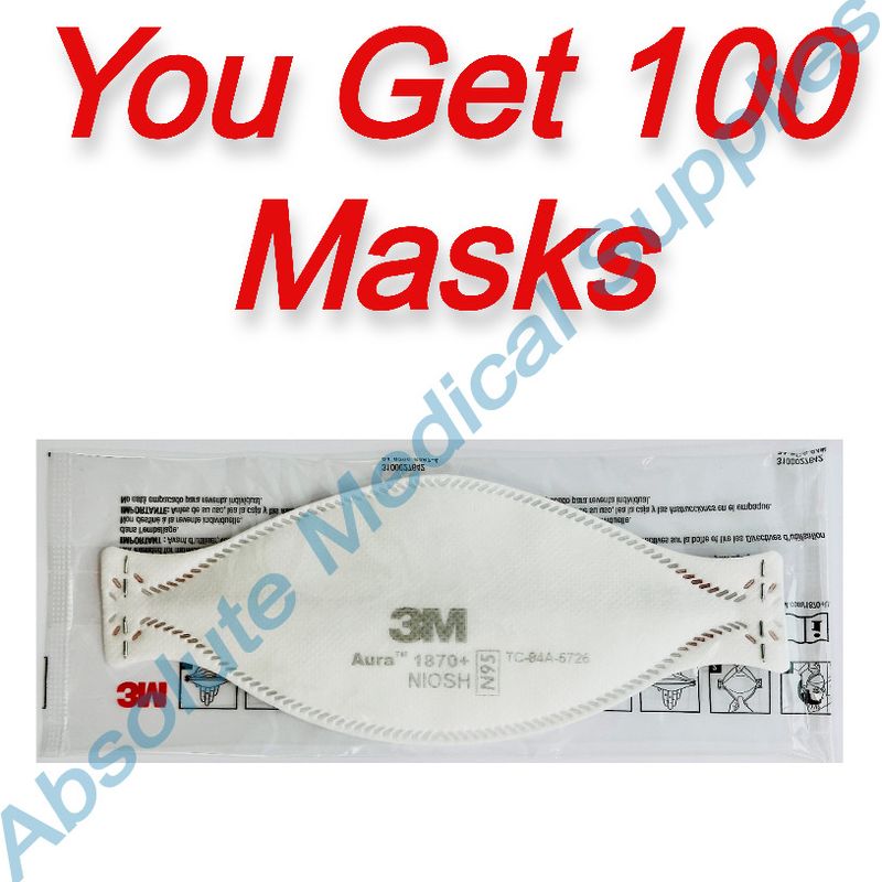 *100-Packs* 3M Aura NIOSH N95 Particulate Respirator Face Mask White ...