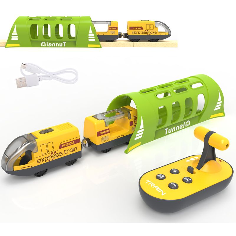 Battery Operated Train for Wooden Track, Electric Train Set Includes ...