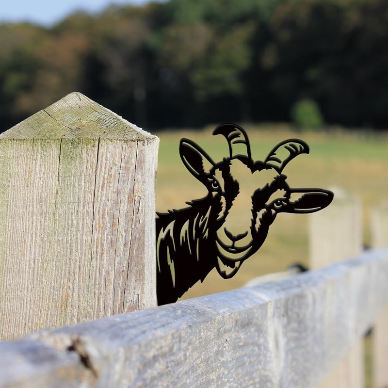 SUPERDANT Peeping Goat Garden Decor Goats Metal Garden Ornaments Black ...