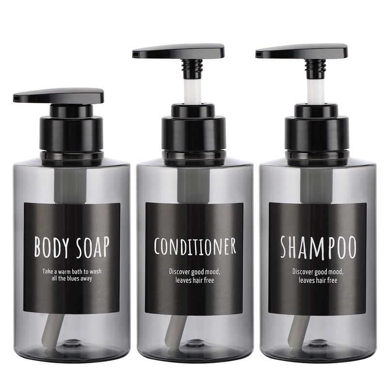 Segbeauty Set of 3 300 ml Empty Shampoo Bottles, Plastic Pump Dispenser ...