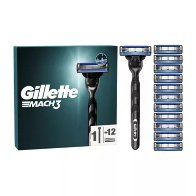 Gillette Mach3 Razor for Men 1 Gillette Razor 12 Blade Refills ...
