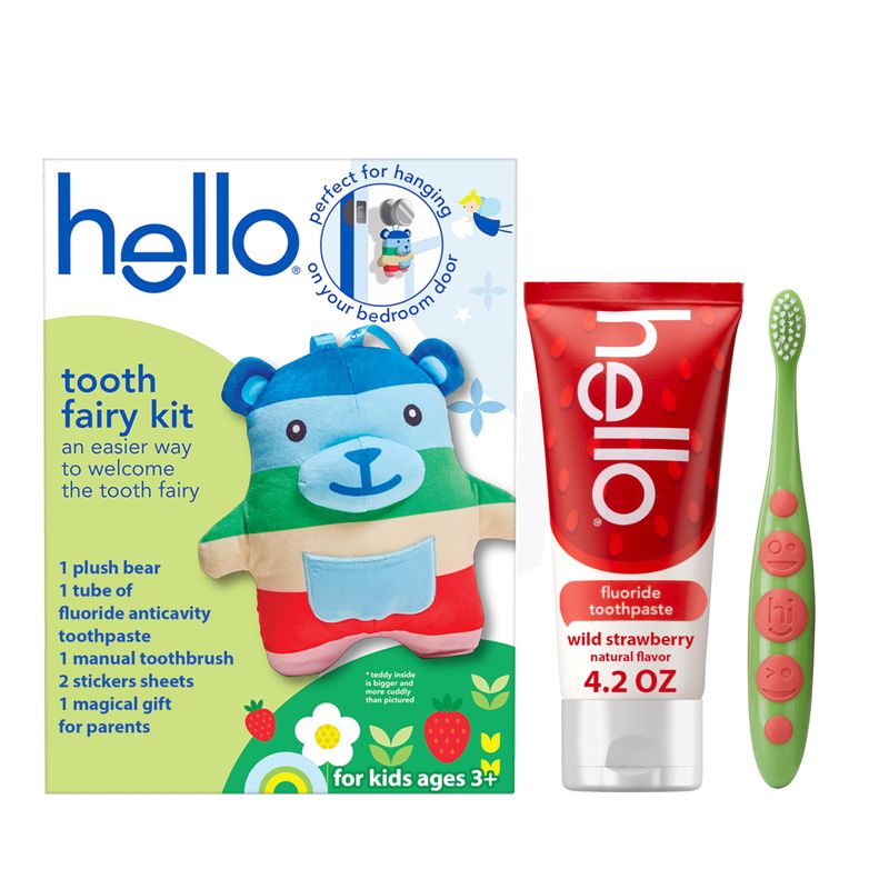 hello Tooth Fairy Kit with Tooth Fairy Door Hanger and Tooth Teddy Bear ...