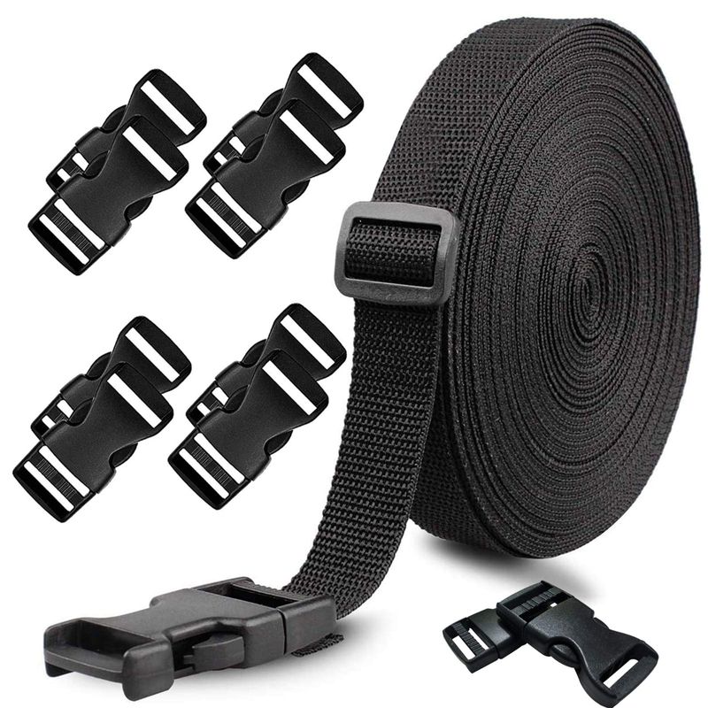 10 Yards Nylon Webbing Strap Band with 10 Sets of Flat Side Release ...