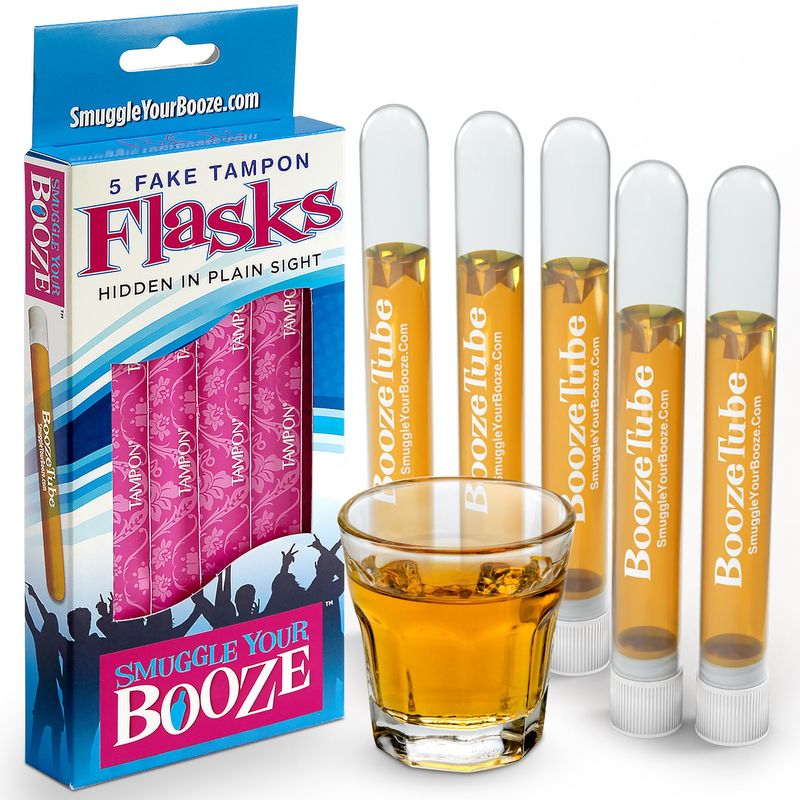 Smuggle Your Booze Tampon Flask Set - Pack of 5 1oz Tube Flasks with ...
