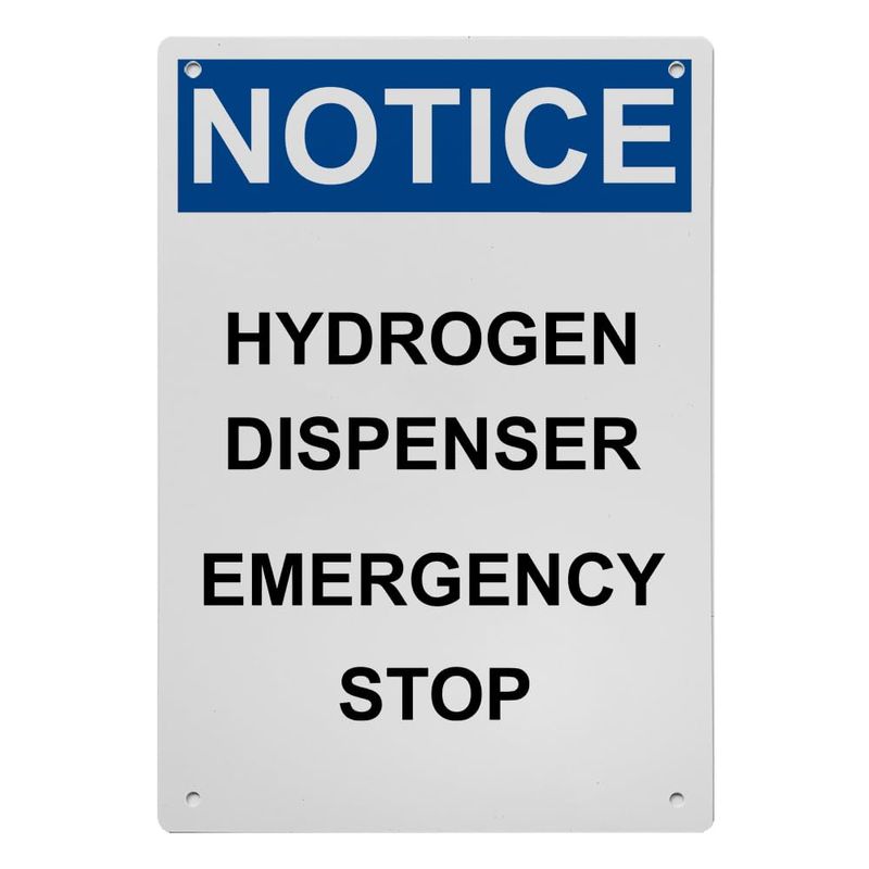 OSHA Hydrogen Dispenser Emergency Stop Sign, 8.5 x 11 in" OSHA ...