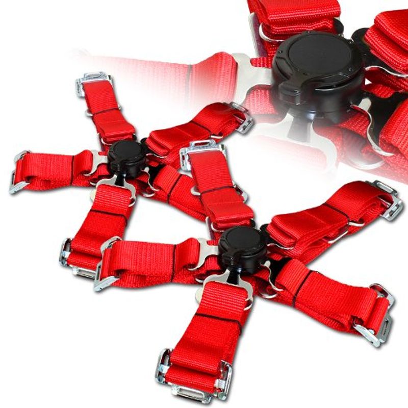 EPARTS 2 Pieces Universal Durable 2" Red Nylon Strap 5 Point Cam Lock ...
