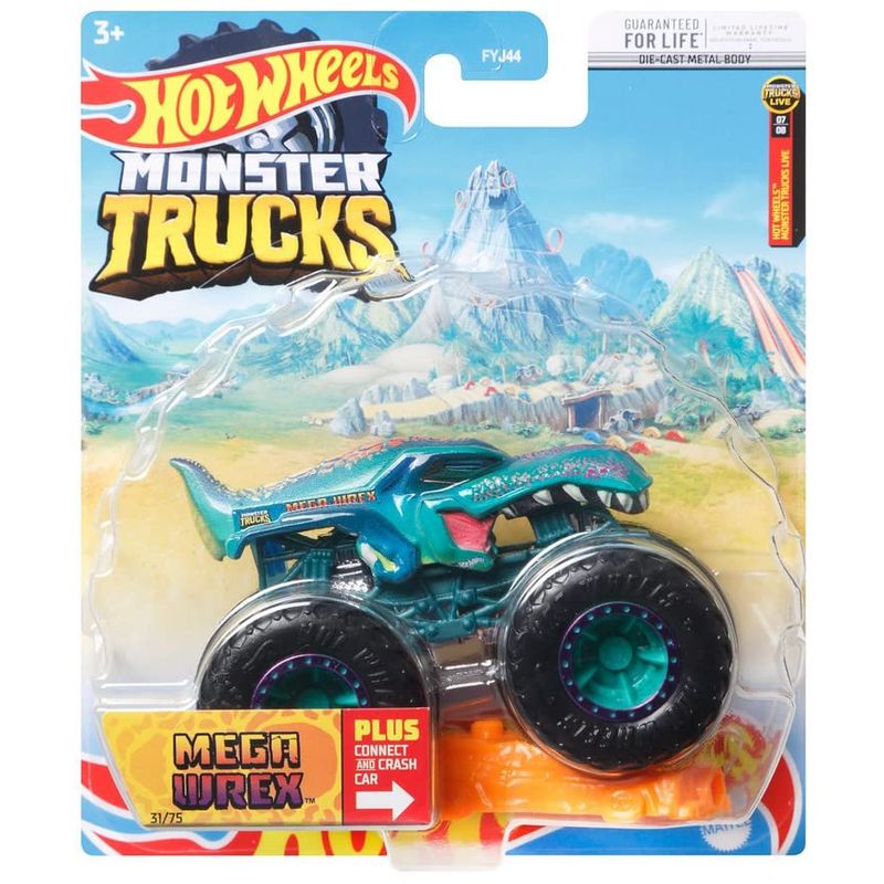 DieCast Hot Wheels Monster Trucks Mega Wrex (Teal) 31/75 - 1:64 Scale ...