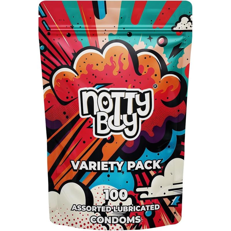 NottyBoy Condoms Pack Variety Combo - 4IN1, Ultra Ribbed, Super Dotted, Contoured, Ultra Thin ...