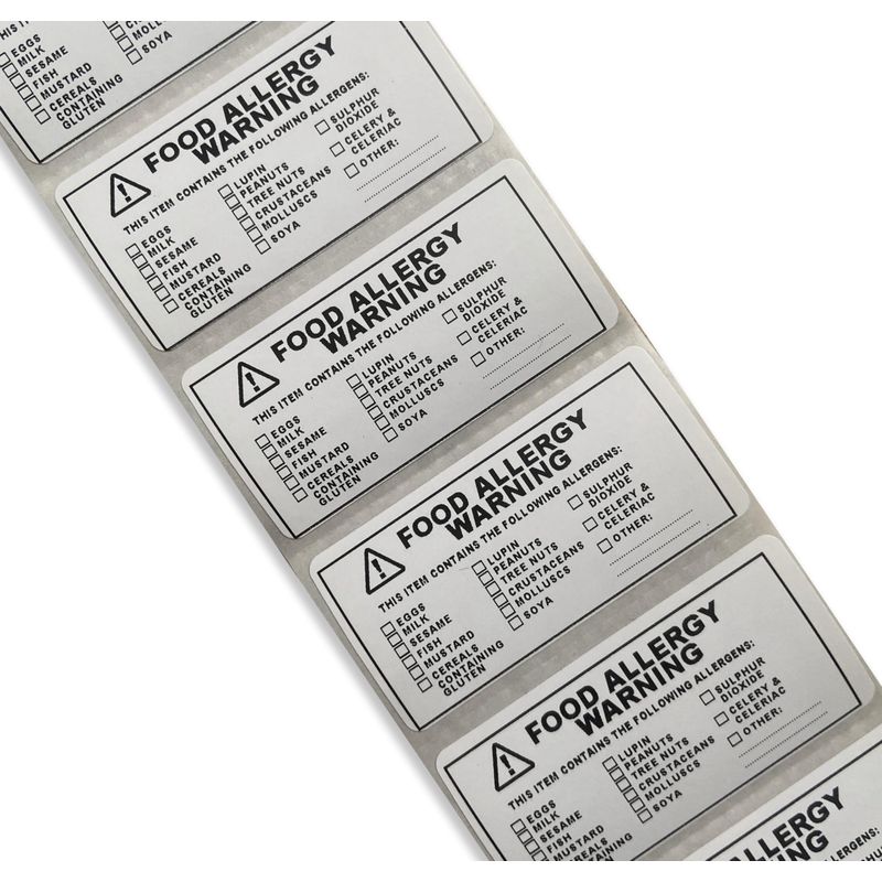100 x Allergen Warning Labels - Tick Box Food Allergy Stickers for Milk ...
