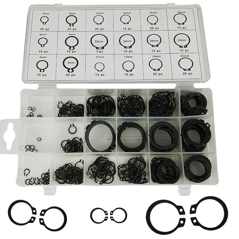 Circlip Assortment Kit, 300 Pieces 18 Size Snap Ring Assortment Clip ...