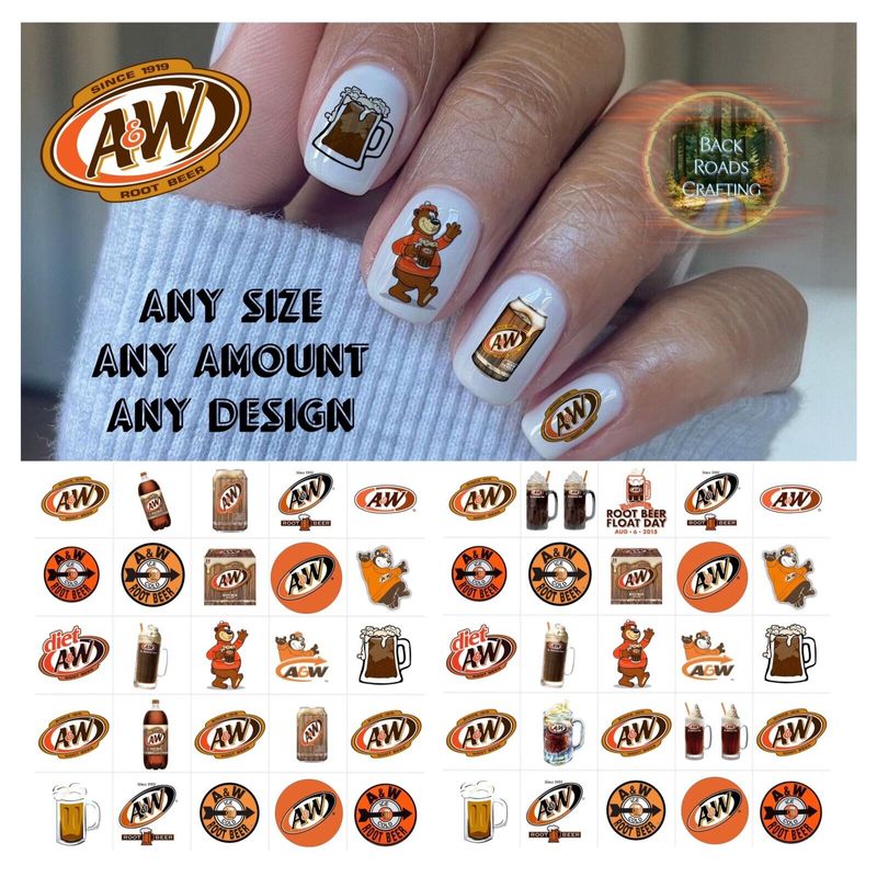 A&W AW Rootbeer Waterslide Nail Art Decals Set Of 50 Bonus ...