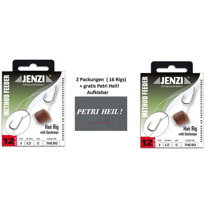 Set: 2 Packung (16 Rigs) Method Feeder Hair Rig von Jenzi mit Gummi ...