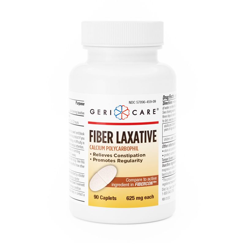 GeriCare Fiber Laxative Calcium Polycarbophil 625mg Caplets, Promotes ...