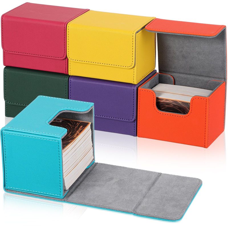 6 Pack Leather Deck Card Boxes 100+ Card Deck Game Box Magnetic Playing ...