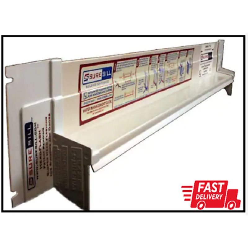 42 in. White PVC Sloped Head Flashing for Door & Window Installation ...