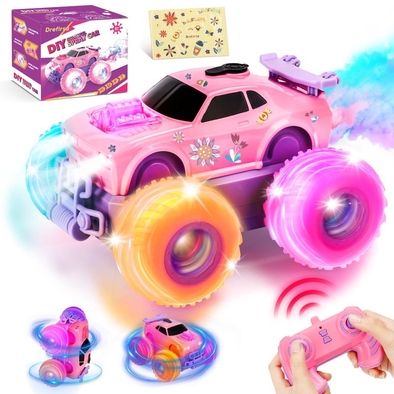 Drefirsa Remote Control Car for Girl, Pink Princess RC Stunt Car with ...