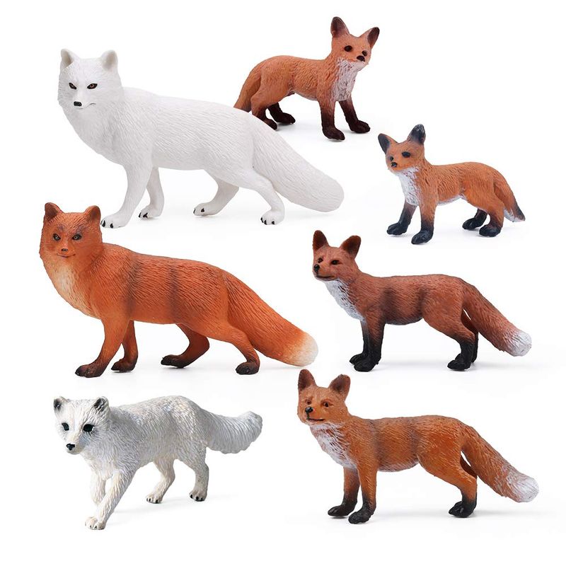 UANDME Fox Toy Figures Set Includes Arctic Fox & Red Foxes Figurines ...