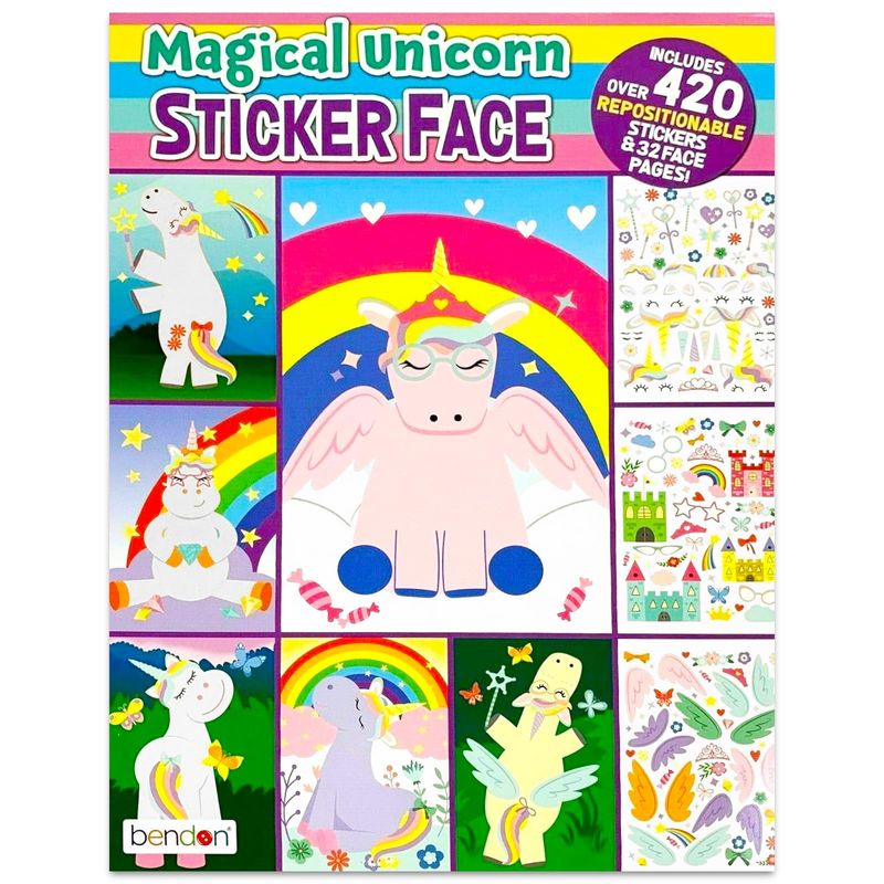 Bendon Magical Unicorn Sticker Face Book Rainbows Wands Arts & Crafts ...