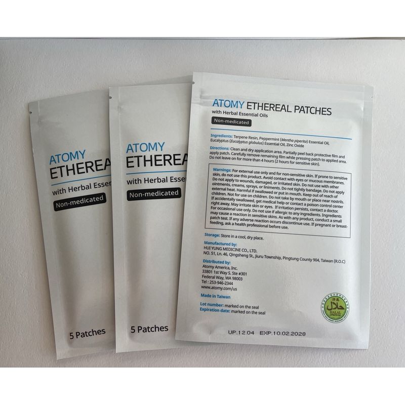 Atomy Ethereal Patches with Herbal Essential Oils 3 Pack( 5 pcs/pack ...