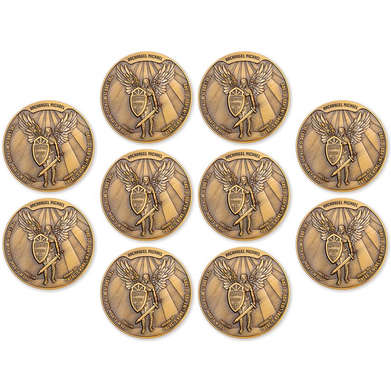 Archangel Saint Michael, Bulk Pack of 10 Protection Challenge Coins ...