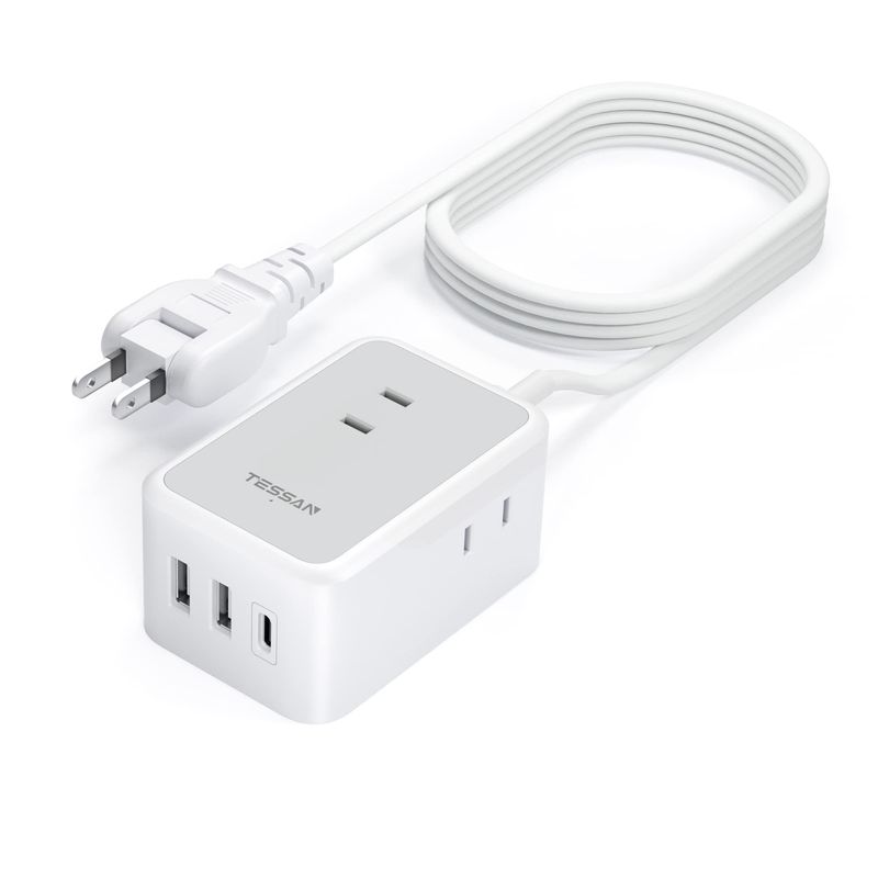 Extension Cord, 5m TESSAN Power Strip with usb, USB-c Outlet Tap, 3 AC ...