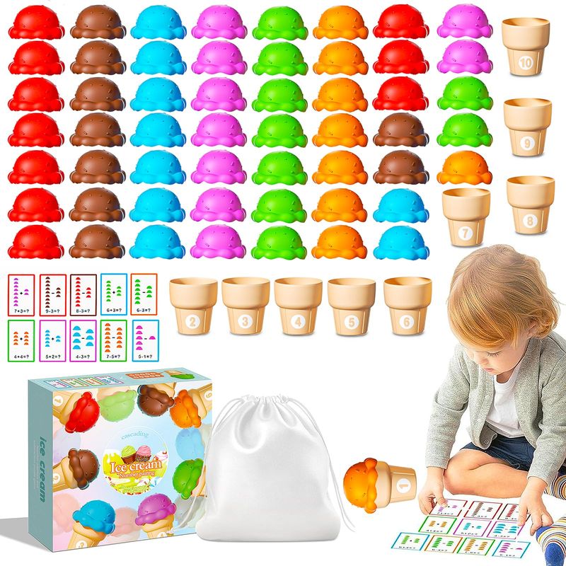 Ice Cream Preschool Learning Activities Counting and Color Sorting Set ...