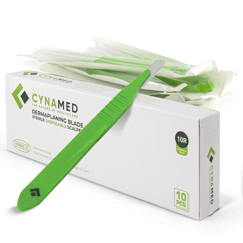Dermaplaning Blades with Plastic Handle No.10R – Stainless Steel ...