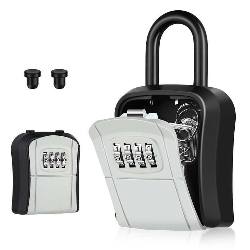ZHEGE 4 Digit Key Box, Dial-Type, Portable, Key Holder Padlock ...