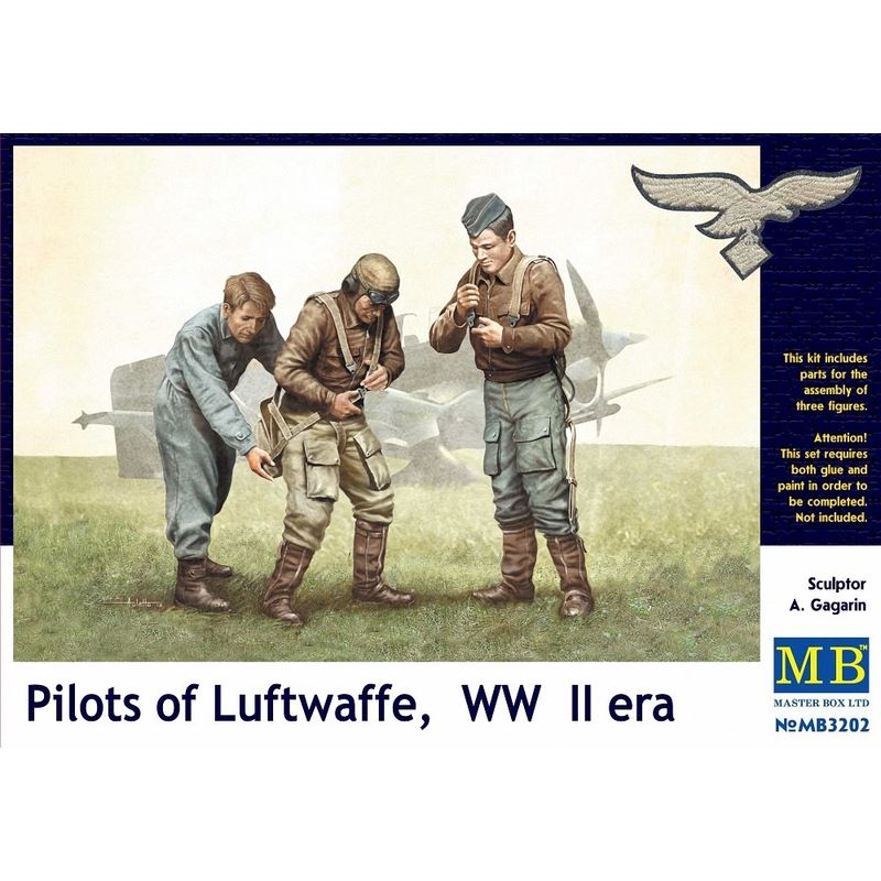 Master Box WWII Luftwaffe Pilots (3) Figure Model Building Kits (1:32 ...