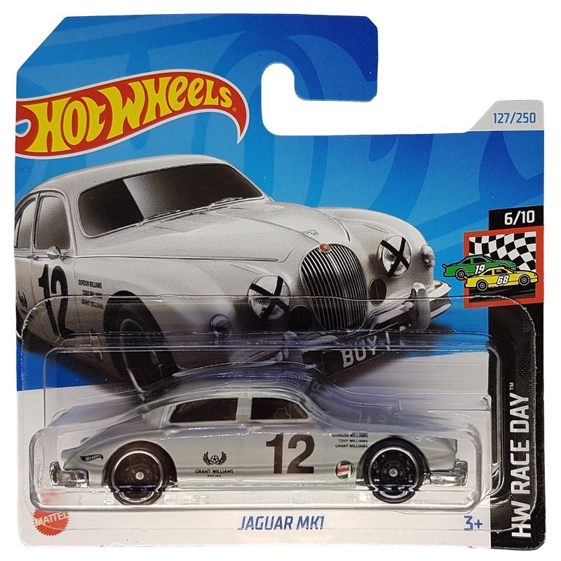 Hot Wheels Jaguar MK1 Silver Race Car, 6/10 in HW Race Day Series ...