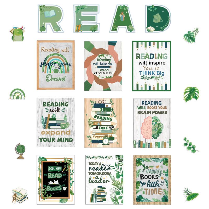 45 PCS Reading Bulletin Board Sets Eucalyptus Classroom Decor Bulletin ...
