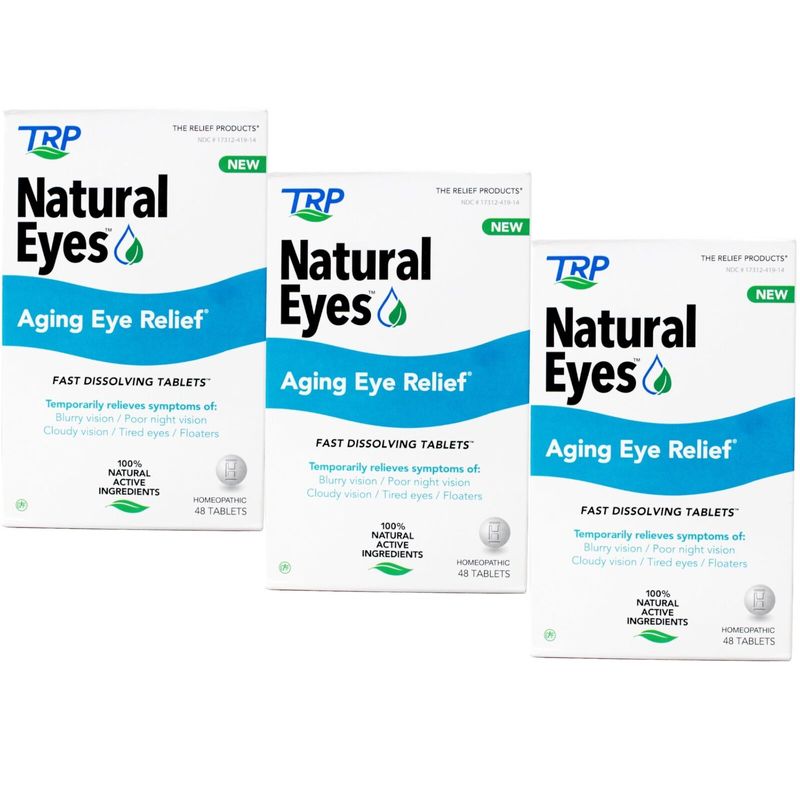 3 Pack Natural Eyes Aging Eye Relief Tablets, Fast Dissolving, 48 Count ...