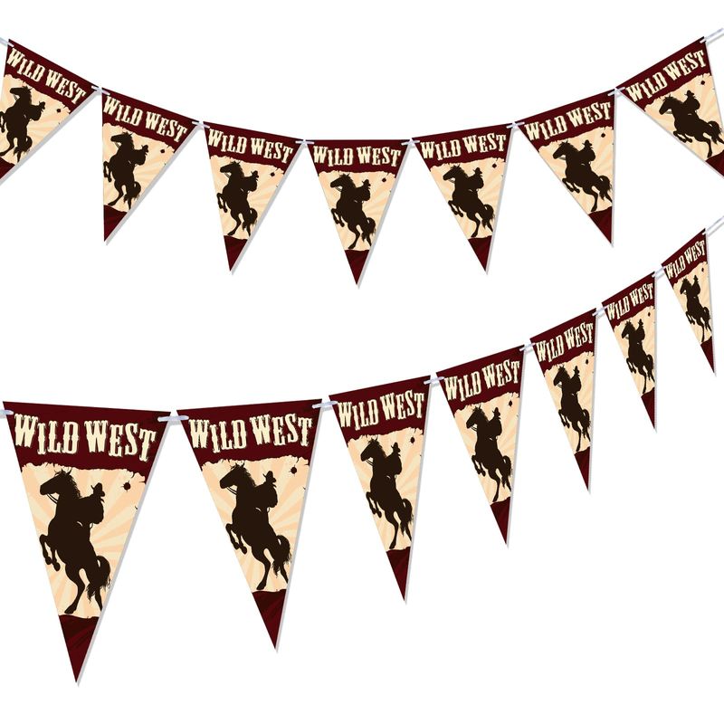 2 Packs Wild West Pennant Bunting Horse Racing Decorations Wild West ...