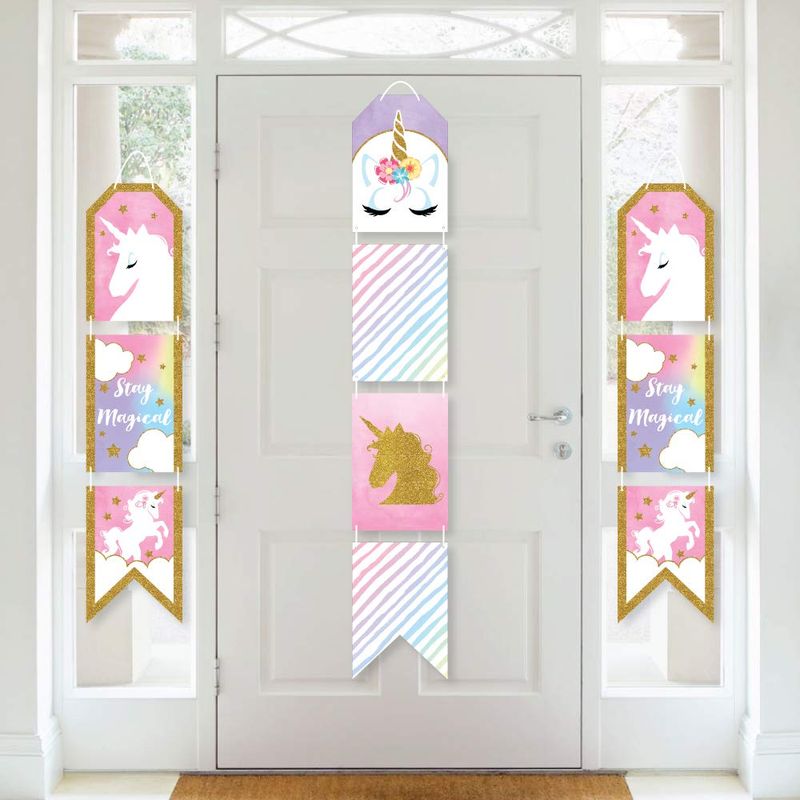 Big Dot of Happiness Rainbow Unicorn - Hanging Vertical Paper Door ...