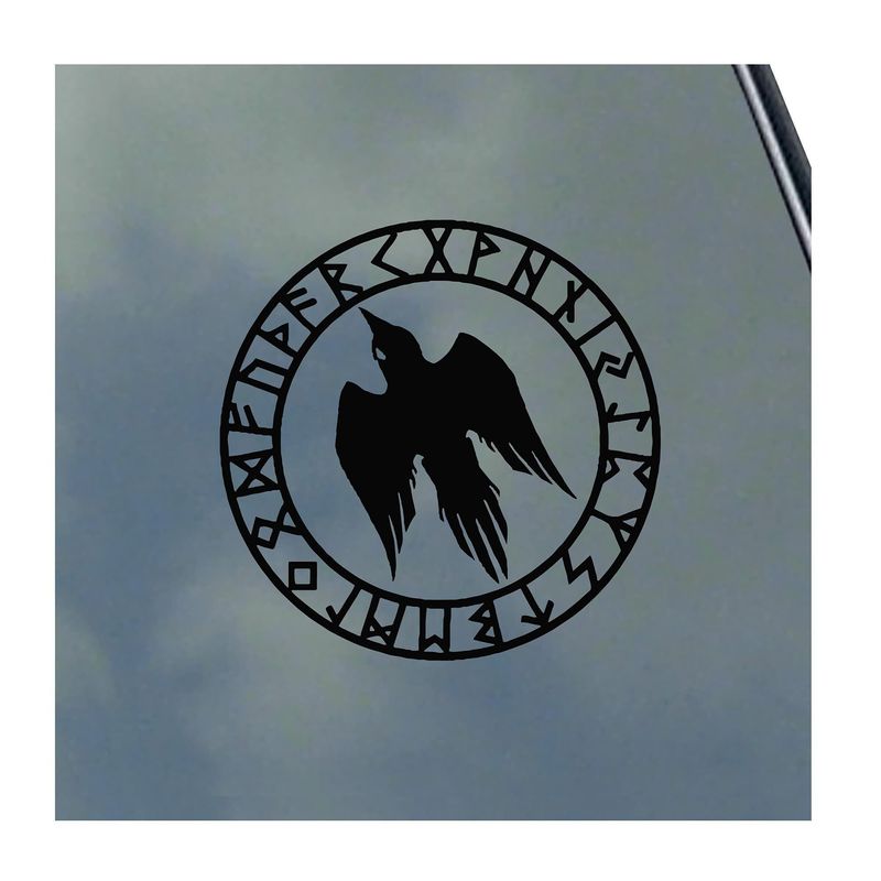 Crow Rune Protection Vinyl Sticker Decal Norse Asatru Odin Thor Raven ...