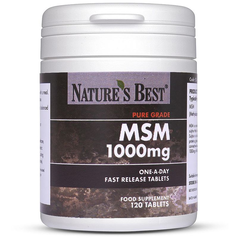 Pure MSM 1000mg Fast-Release Tablets - 120 Tablets, 1-a-Day for 4 ...