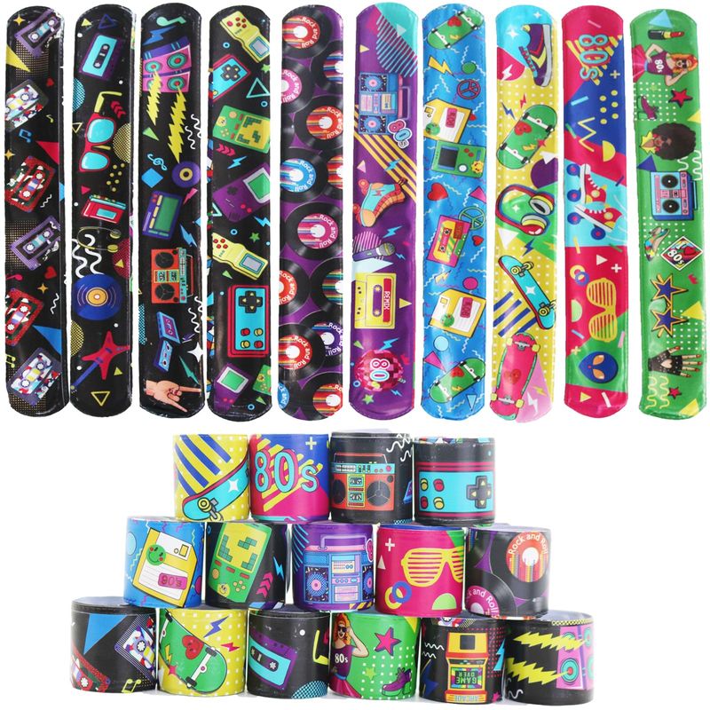 Duccsko 48 PCS 80s 90s Theme Party Favors Slap Bracelets, Wristbands ...