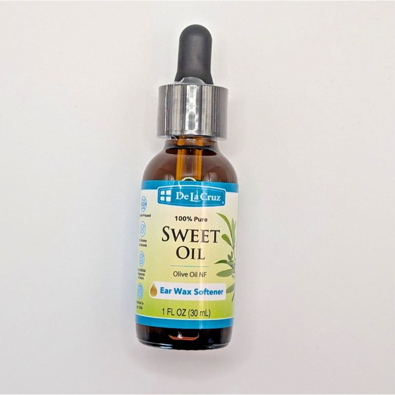 De La Cruz 100% Pure Sweet Oil for Ears Glass Dropper - Natural Ear Wax ...