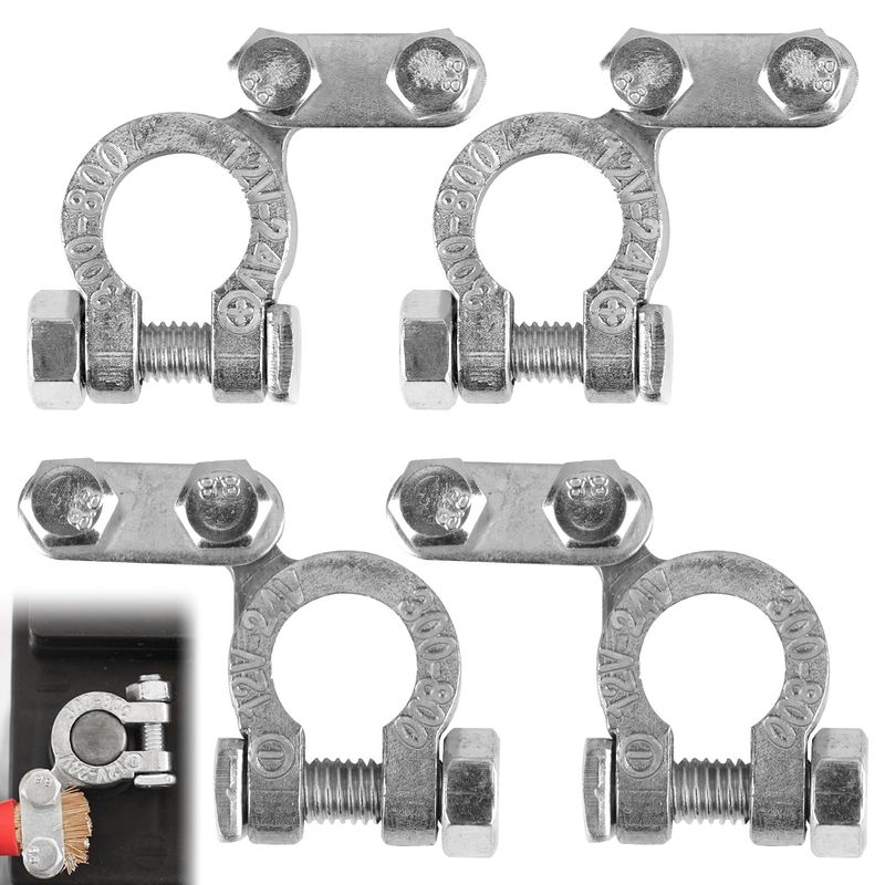 4Pcs Battery Terminals, Heavy Duty Dual-Wire Battery Terminal ...