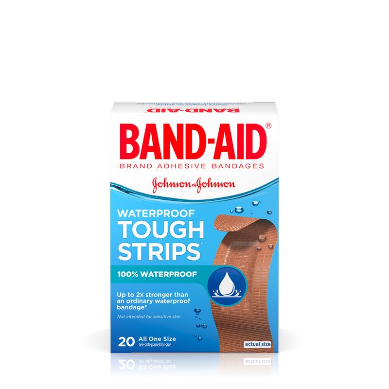 Band-Aid Brand Adhesive Bandages Tough Strips, Waterproof, 20 Count ...