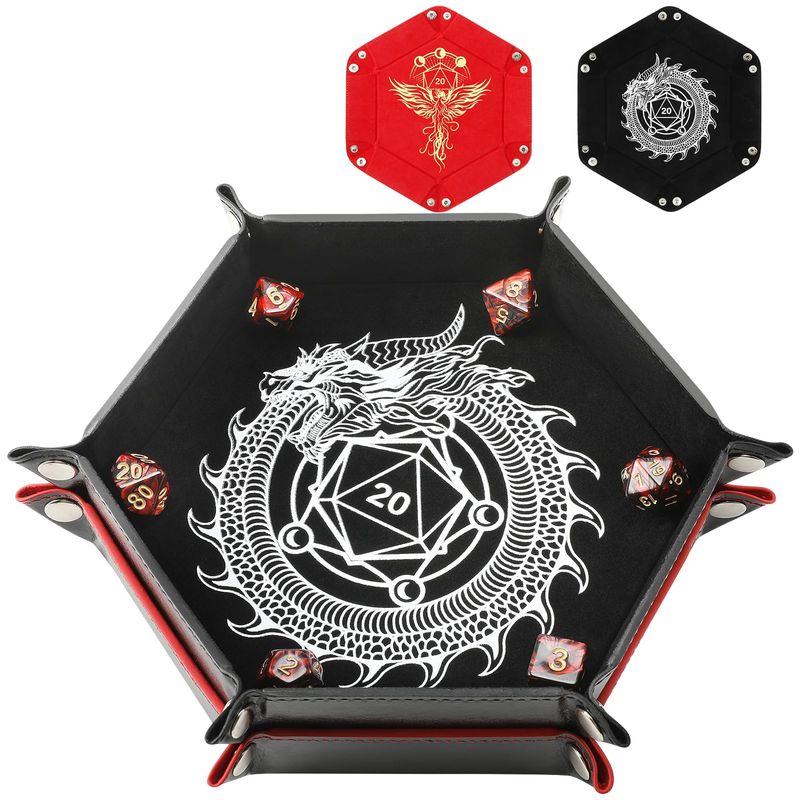 Grajar 2 Pcs Portable Folding Dice Rolling Tray Set for RPG DND Table ...