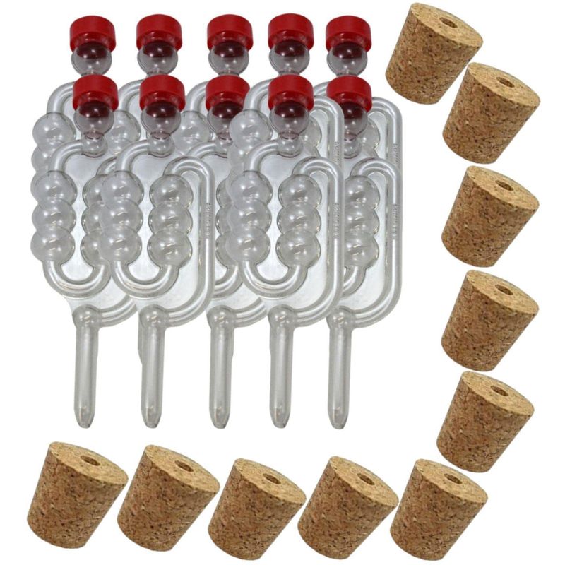 Almost Off Grid 10 x Bubbler Airlocks and 10 x Bored Cork Bungs for ...