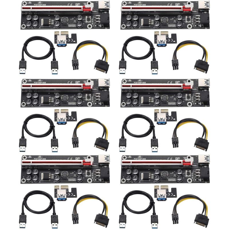 YABOANG PCIE Riser 1X to 16X GPU Riser Card VER009S, 0.6 m USB 3.0 ...